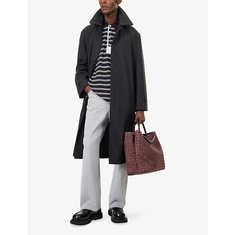 BOTTEGA VENETA Bottega Veneta Technical Wool and Silk-Blend Coat with Detachable Leather Collar